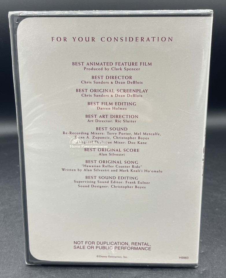 Disneys Lilo and Stitch Awards Screener DVD Sealed | eBay