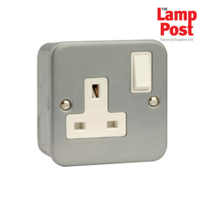 5 x Metalclad Single Socket 1 Gang METALCLAD 1G 13 Amp & Back Box ...