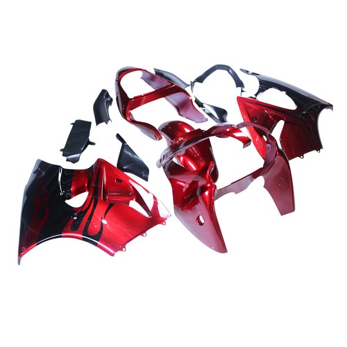 Candy Red Black Flame Fairing Kit For Kawasaki ZX6R 2000 01 2002 Ninja ...