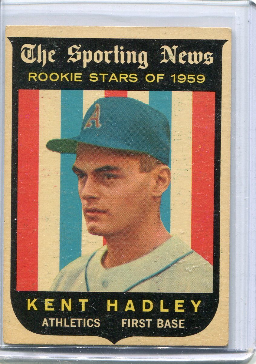 1959 Topps Baseball Card Kent Hadley ROOKIE Kansas City Athletics Near ...