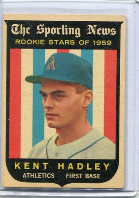 1959 Topps Baseball Card Kent Hadley ROOKIE Kansas City Athletics Near ...