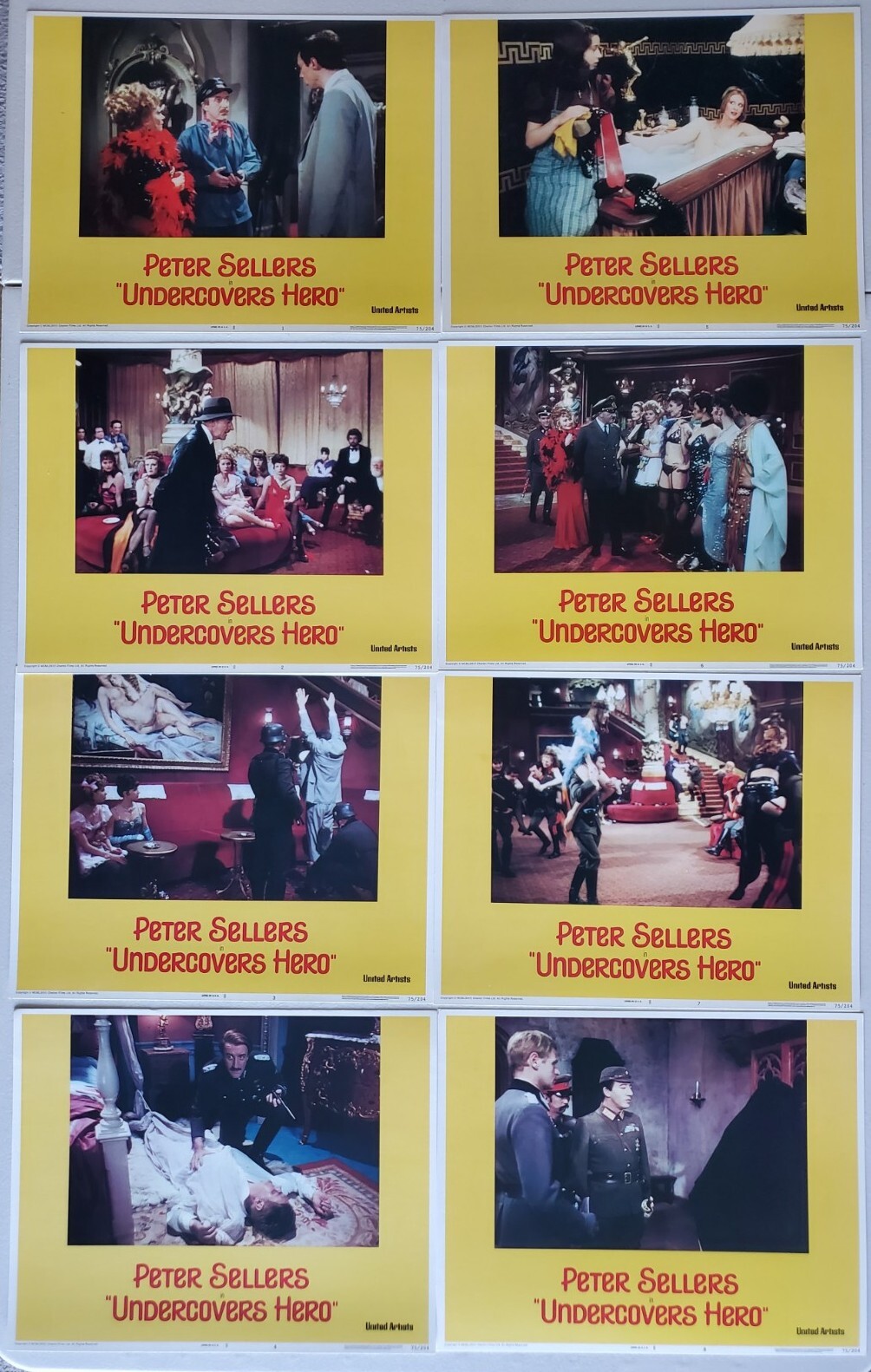 UNDERCOVERS HERO ORIGINAL 11X14 LOBBY CARD SET OF 8 1974 PETER SELLERS ...