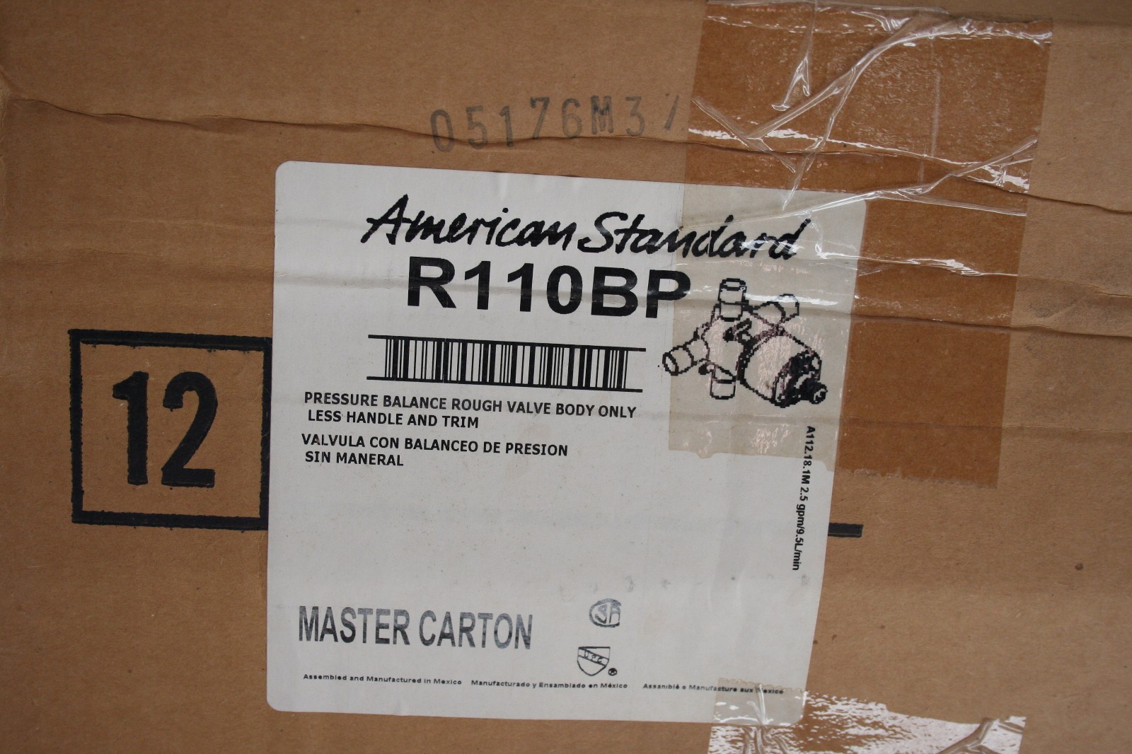 American Standard R110 Pressure Balanced Bath/Shower Rough Valve | eBay