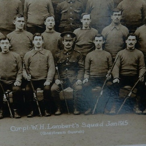 WW1 DAMAGED LARGE PORTRAIT 1915 RECRUITS COLDSTREAM GUARDS CLEAR FACES ...