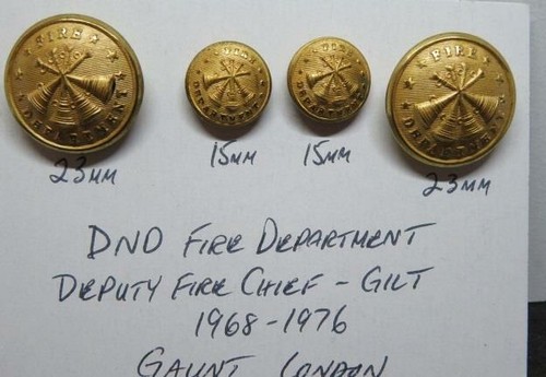 Deputy Fire Chief Lot of 4 Gilt 4-Trumpet Buttons to the DND Fire ...