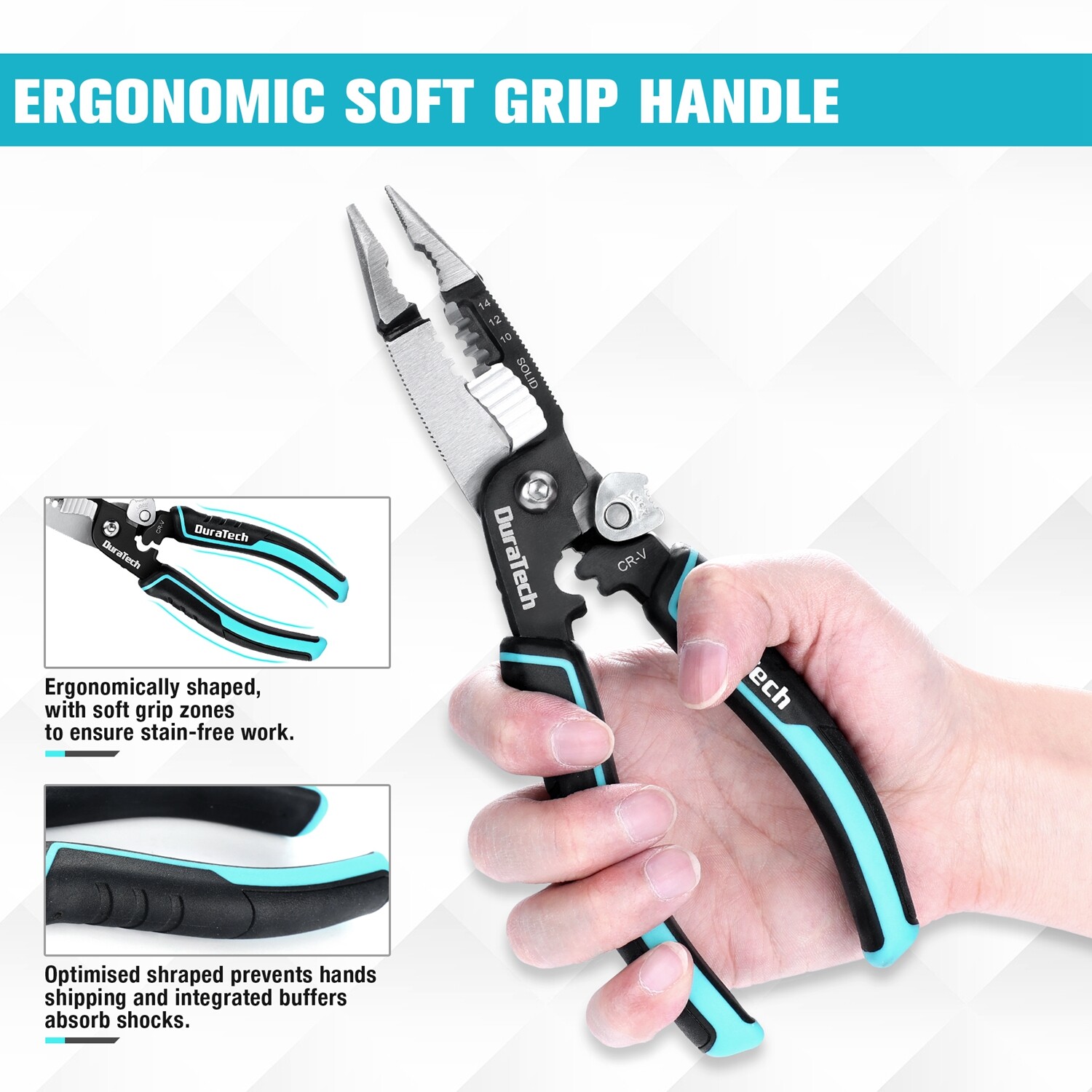DURATECH 5-in-1 Wire Stripper Tools Needle Nose Plier 8-in Wire Cutter ...