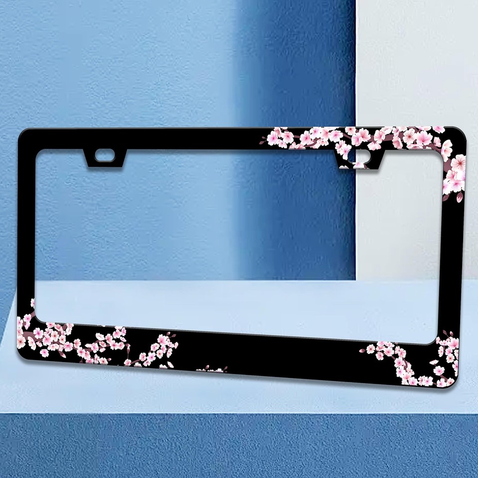 Cherry Blossoms License Plate Frame Beautiful Pink Flowers License ...