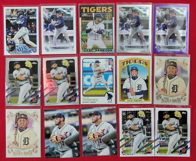 Lot of 29 different ISAAC PAREDES Cards 2021-2023 w/ 22 RCs Rays Tigers ...