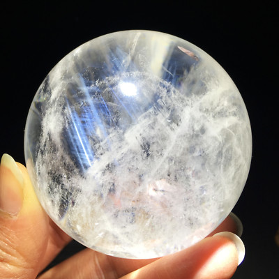 A2765-68mmNATURAL "BLUE Ghost" Clear Quartz Crystal Sphere Ball,Angel's ...