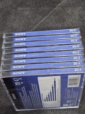 Sony DVD + R 8 Pack Discs With Cases 120 min 4.7 GB Blank New Sealed ...