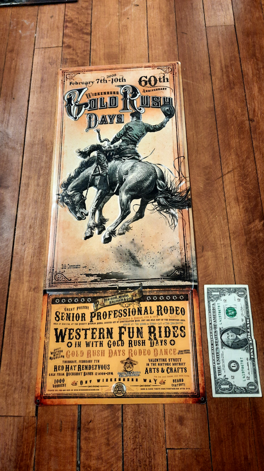 Wickenburg Rodeo TIN Poster Bob Coronato Metal Sign GOLD RUSH METAL ...