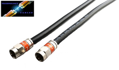 Black RG6 Quad Shield Coax Cable F Male to F Male 0.3m-50m TV Antenna ...