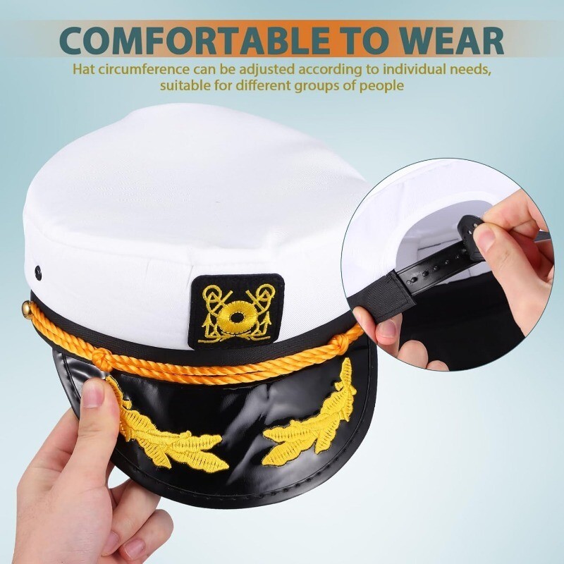 Nautical Cap Yacht Hat Captain Hat Sailor Hat Adjustable Sea Captain ...
