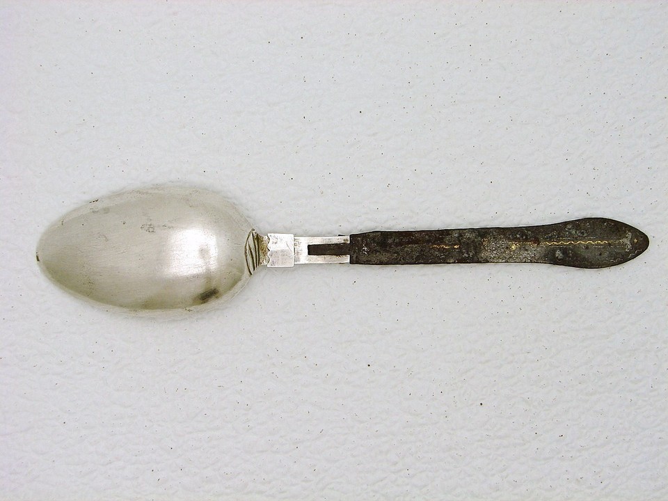 Bohemia Austria Souvenir Traveling Spoon Silver Steel & Gold Inlay ...