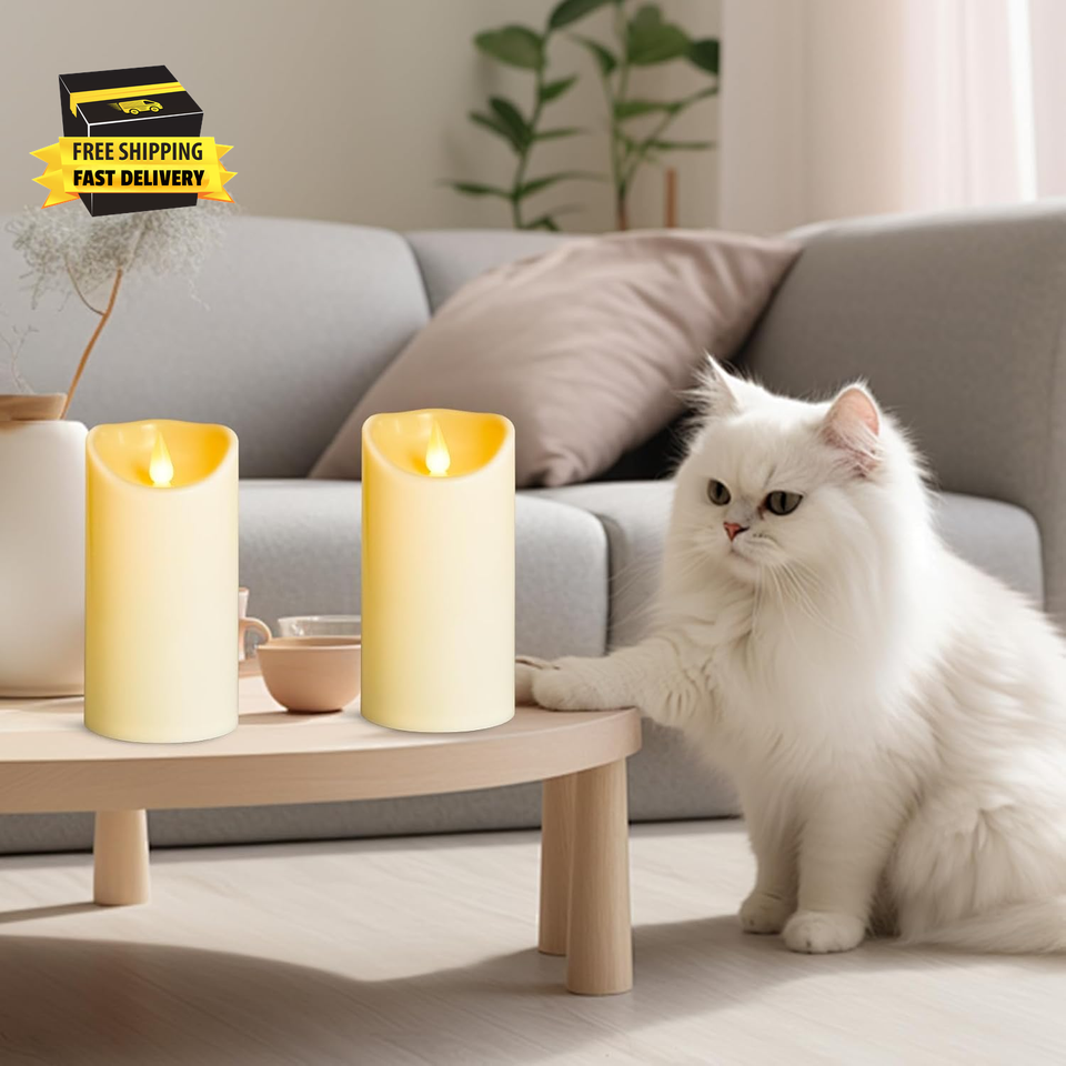 Flameless Plastic LED Candles,Pack of 2 Battery Operated Flickering ...