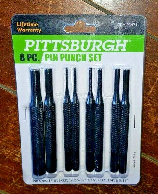 8pc Pin Punch Set: 1/16, 3/32, 1/8, 5/32, 3/16, 7/32, 1/4, 5/16" - Item ...