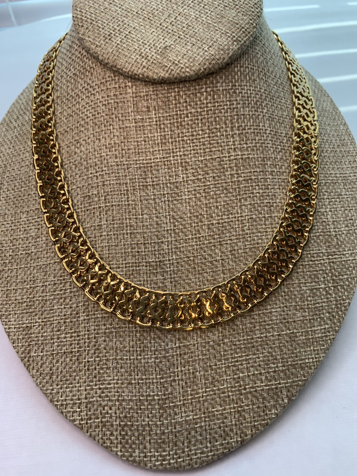 gold tone statement choker monet necklace Woven B5 - Gem