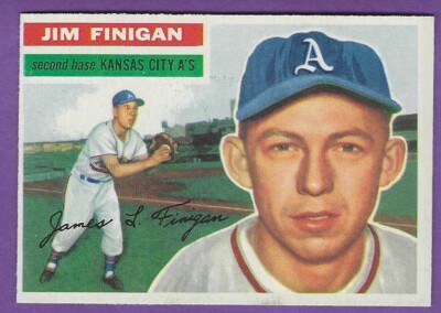 1956 Topps - #22 Jim Finigan - Kansas City Athletics - Gray Back - NrMt ...