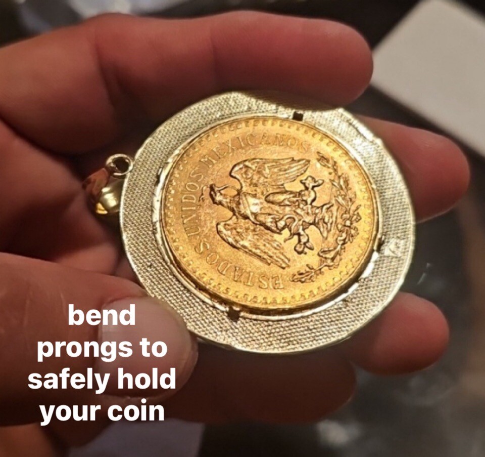 GOLd Bezel 50 pesos pendant 14k mexican centenario coin frame bisel ...