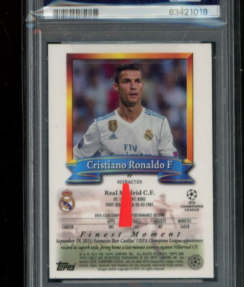2022-23 Topps Finest Flashback #77 CRISTIANO RONALDO Refractor Psa 10 ...