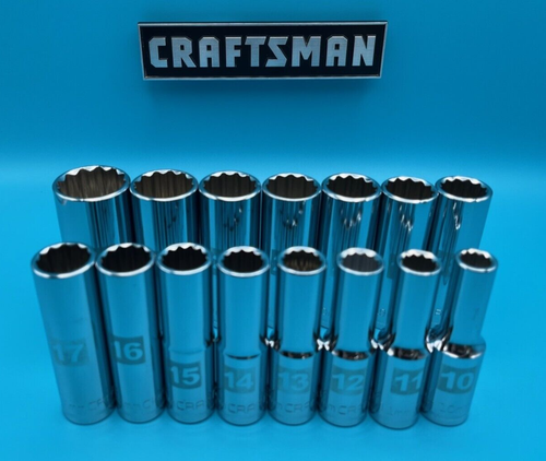 NEW CRAFTSMAN 1/2" Drive 15pc DEEP METRIC 12 point socket set ! (10 ...