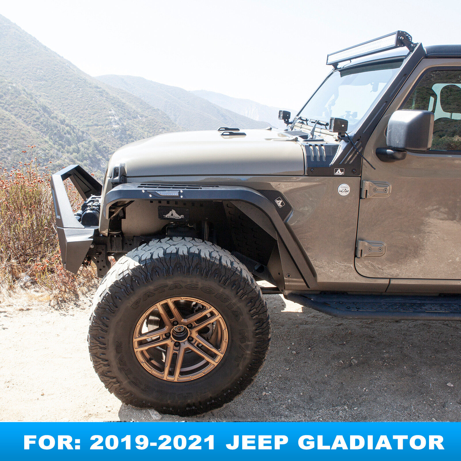 For 2019-2022 Jeep Gladiator JT Front Fender Flares LED Dynamic Lights ...