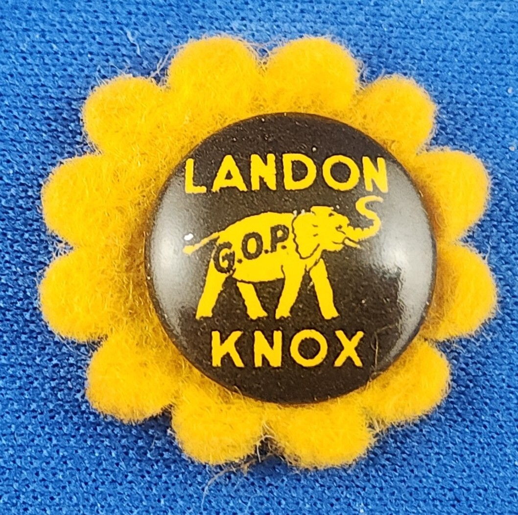 1936 Campaign Sunflower Pin Button Landon Knox GOP | eBay