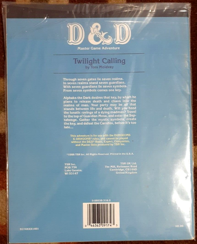 Dungeons & Dragons D & D Master Game Adventure Twilight Calling RPG ...