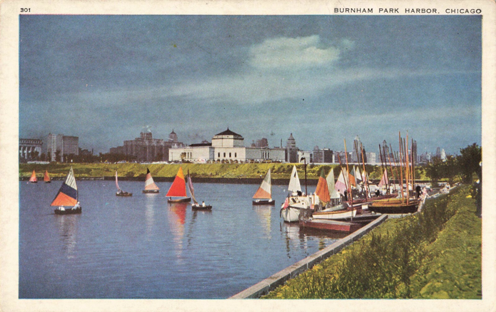 Postcard Burnham Park Harbor Chicago Illinois | eBay