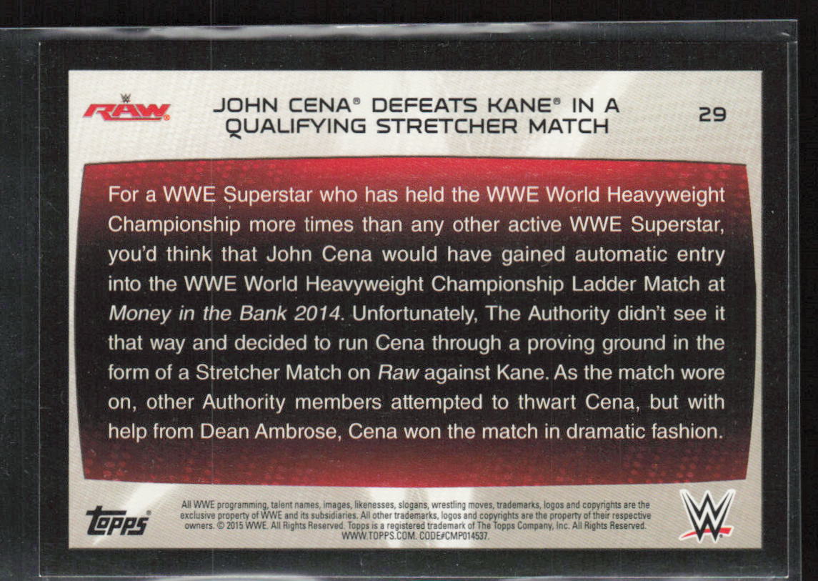 2015 Topps WWE Road to Wrestlemania - John Cena #29 Blue for sale ...