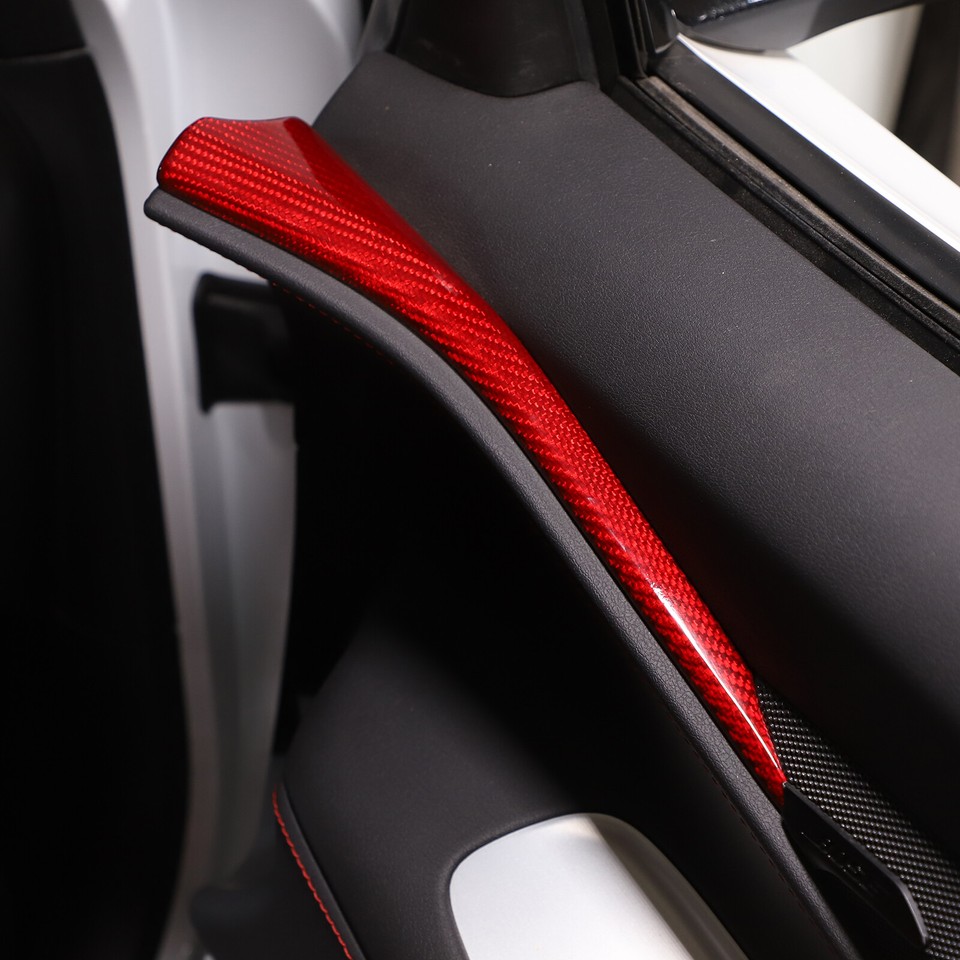 Red Real Carbon Fiber Interior Window Upper Door Panel trim For ...
