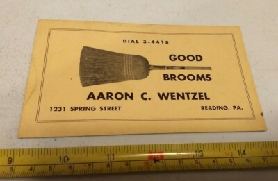 Vintage Aaron C. Wentzel Brooms Reading PA Advertising Blotter | eBay