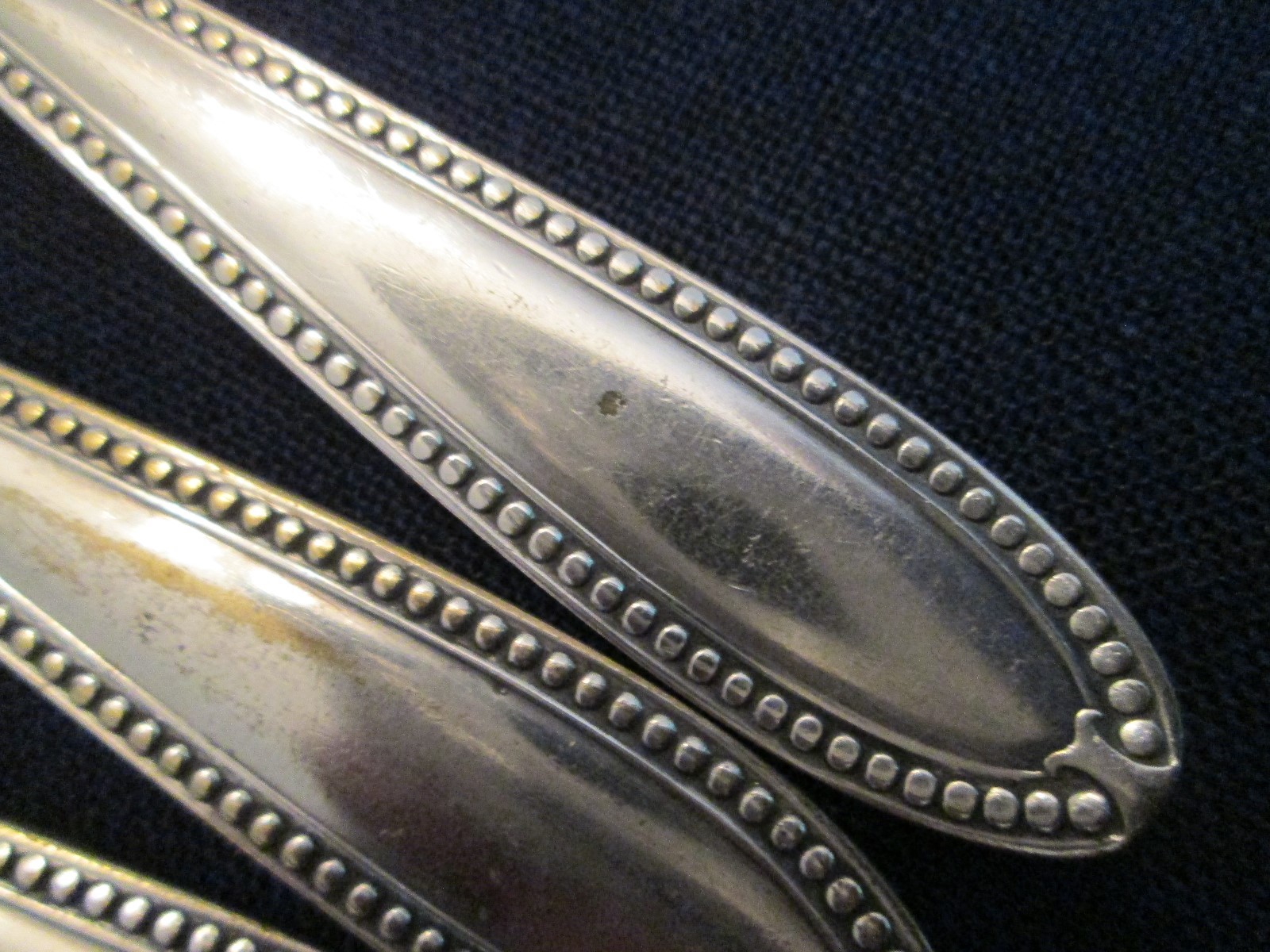 SET 3 PASTRY or PIE FORKS! Vintage EUROPEAN silverplate: BEADED pattern ...