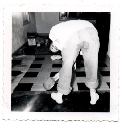 Woman Bending Over Back To Camera Mess Unusual Weird Vintage Snapshot ...