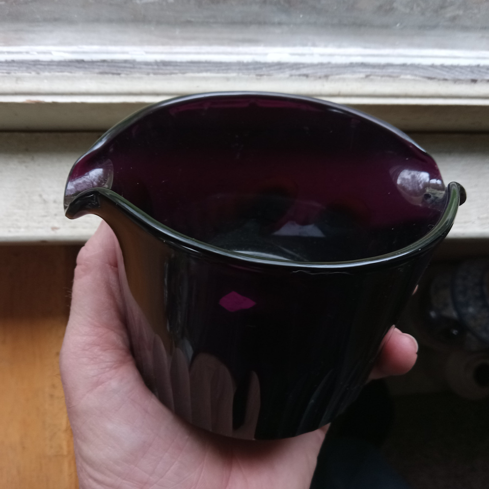 1850s EARLY FREE BLOWN DEEP AMETHYST GLASS WINE RINSER GROUND PONTIL ...