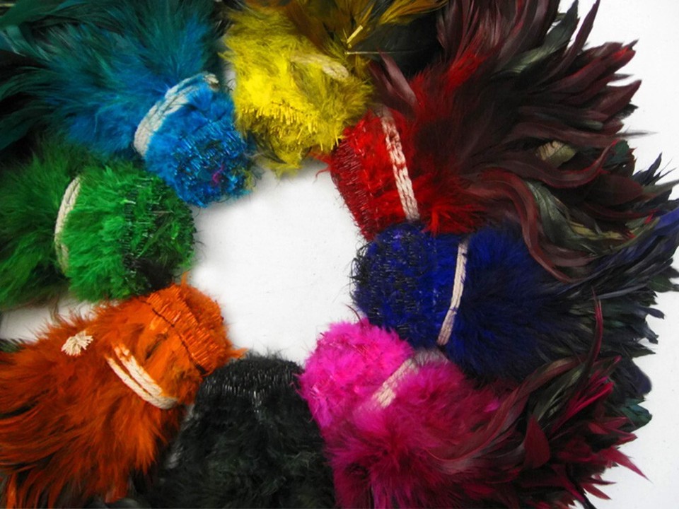 4 Inch Strip - Navy Blue Dyed Half Bronze Strung Rooster Schlappen ...