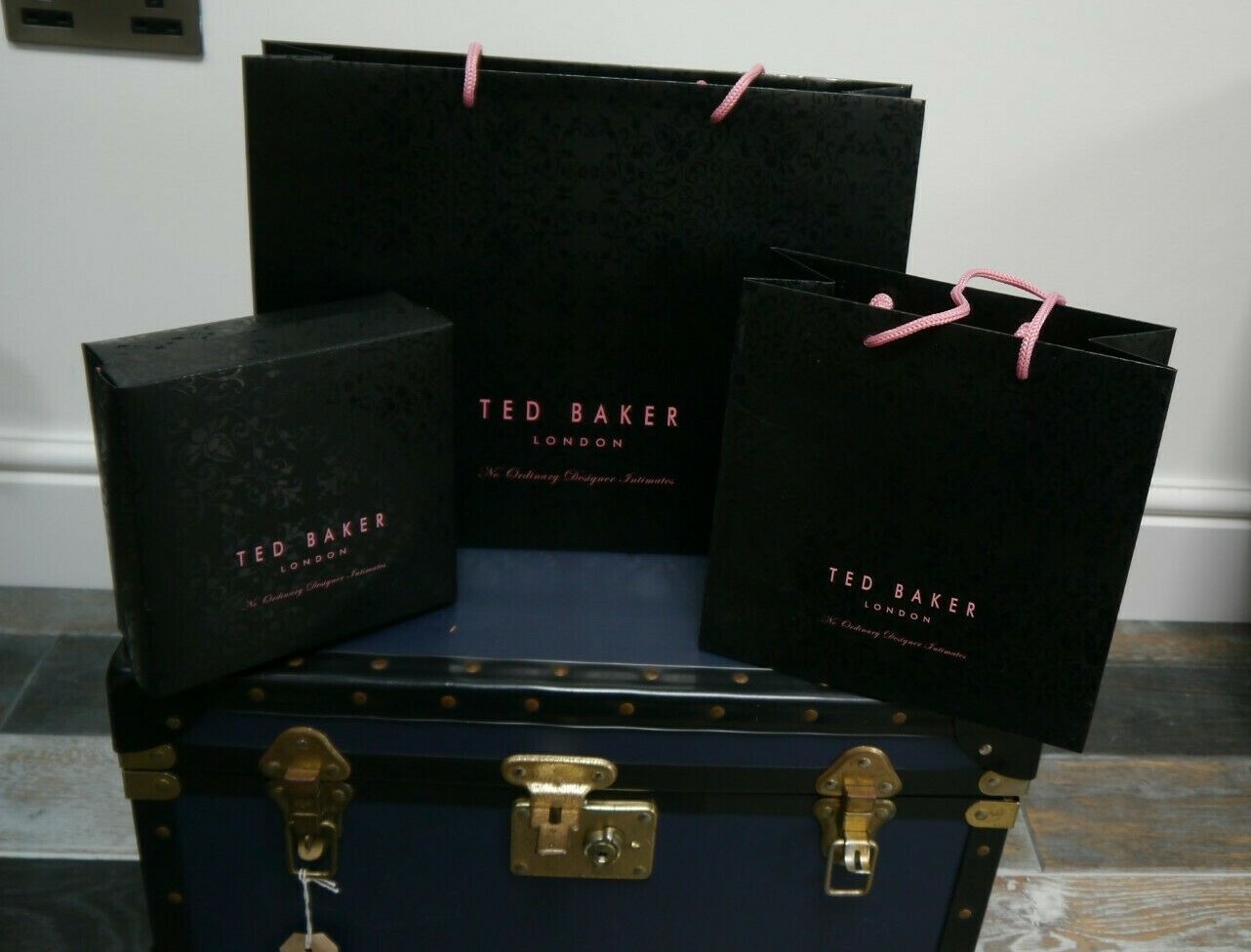 New Ted Baker black and pink gift bags large small git box sets ...