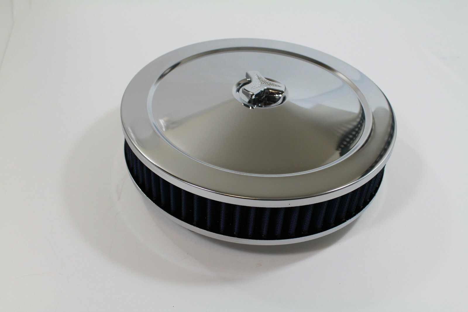10" x 2" Chrome Round Air Cleaner blue Washable element Chevy SBC 350 ...