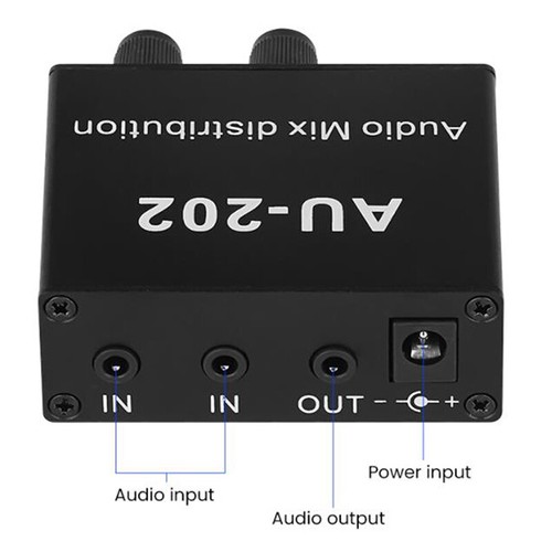 Stereo Mixer Audio Distributor for Headphone External Power AMP Volume ...