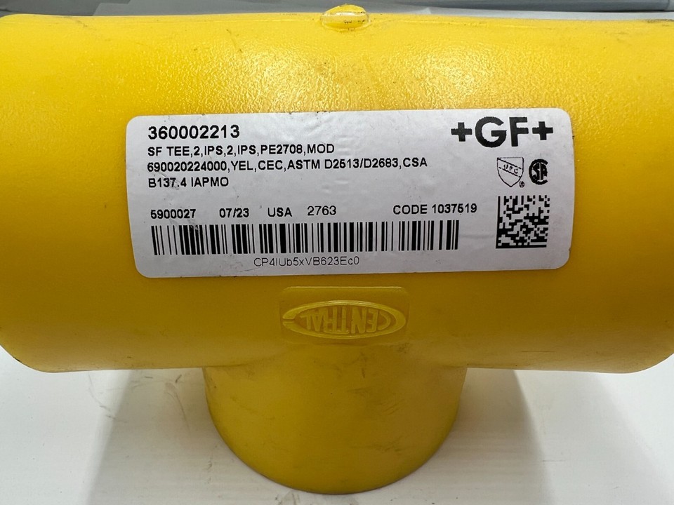 2" SOCKET FUSION TEE 2, IPS, PE2708, MOD, Yellow, B137.4, ASTM ...