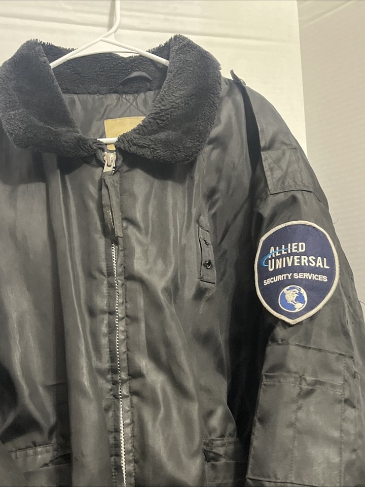 ALLIED UNIVERSAL Security Services Winter Jacket Coat Faux Fur Collar ...