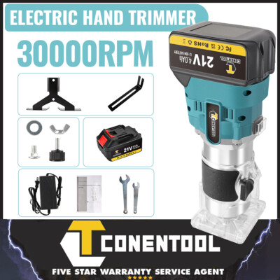 21V Cordless Hand Palm Router Trimmer Brushless Woodworking Laminate ...