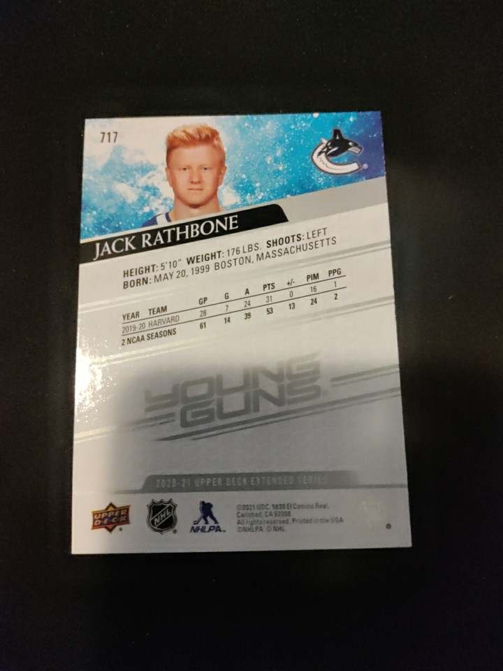 Jack Rathbone 2020-21 Upper Deck Young Guns Card #717 | eBay