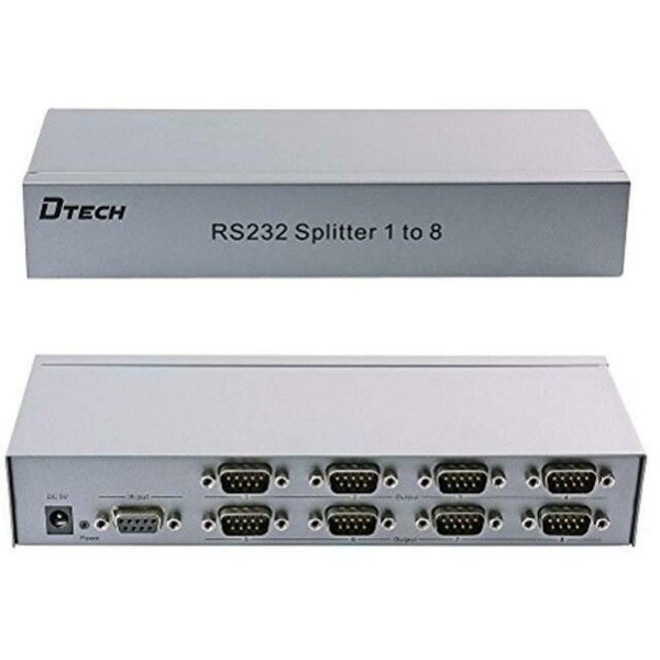 DTECH 8 Port Rs232 Serial Splitter Switch With Power Adapter for ...
