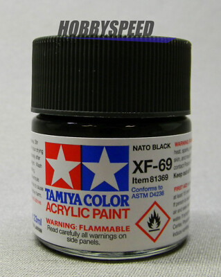 TAMIYA XF-69 ACRYLIC PAINT NATO BLACK 23ml bottle model scenery ...