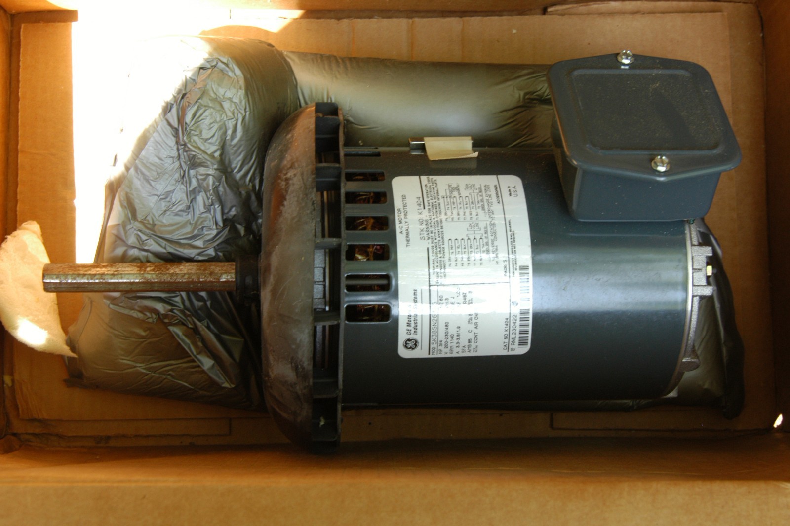CONDENSER FAN MOTOR 3/4 HP. GENERAL ELECTRIC (W3) | eBay
