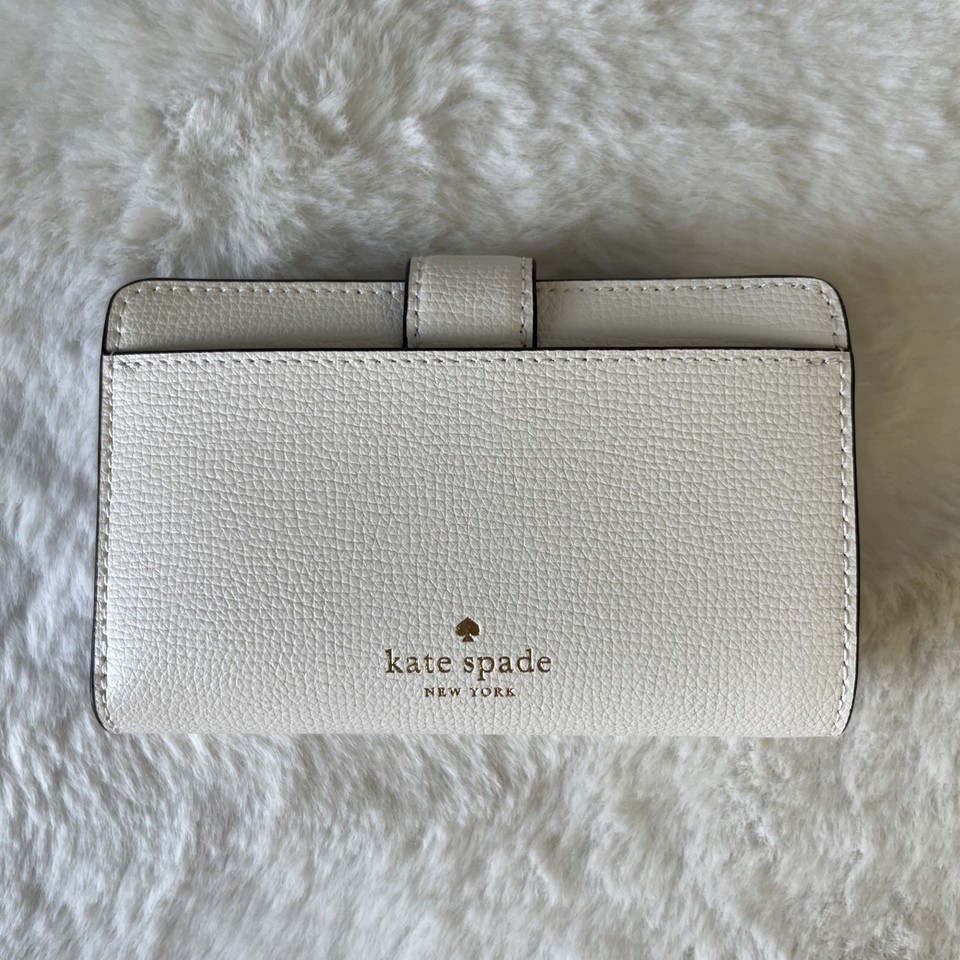 Kate Spade Phoebe Perforated Turnlock Medium Wallet Meringue | eBay