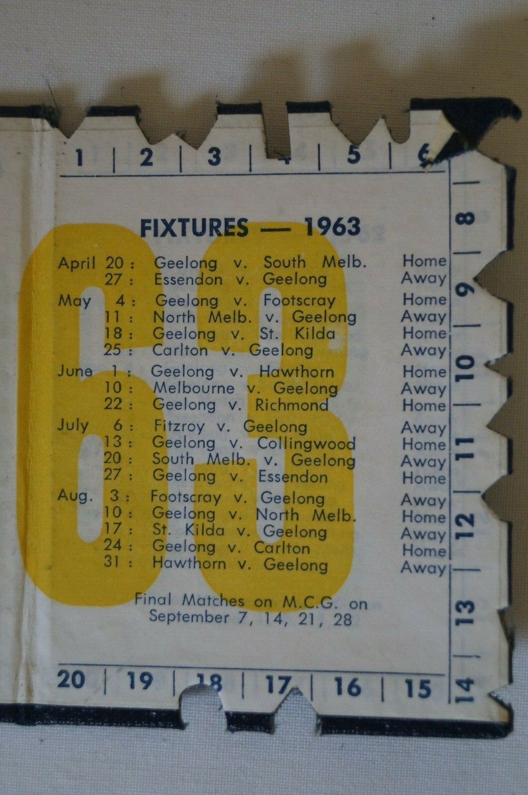 Geelong Cats AFL VFL Vintage 1963 Members Season Ticket Premiership ...