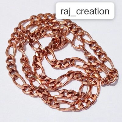 100% Pure Solid Copper Cuban Chain Necklace Curb Link Rider Arthritis ...