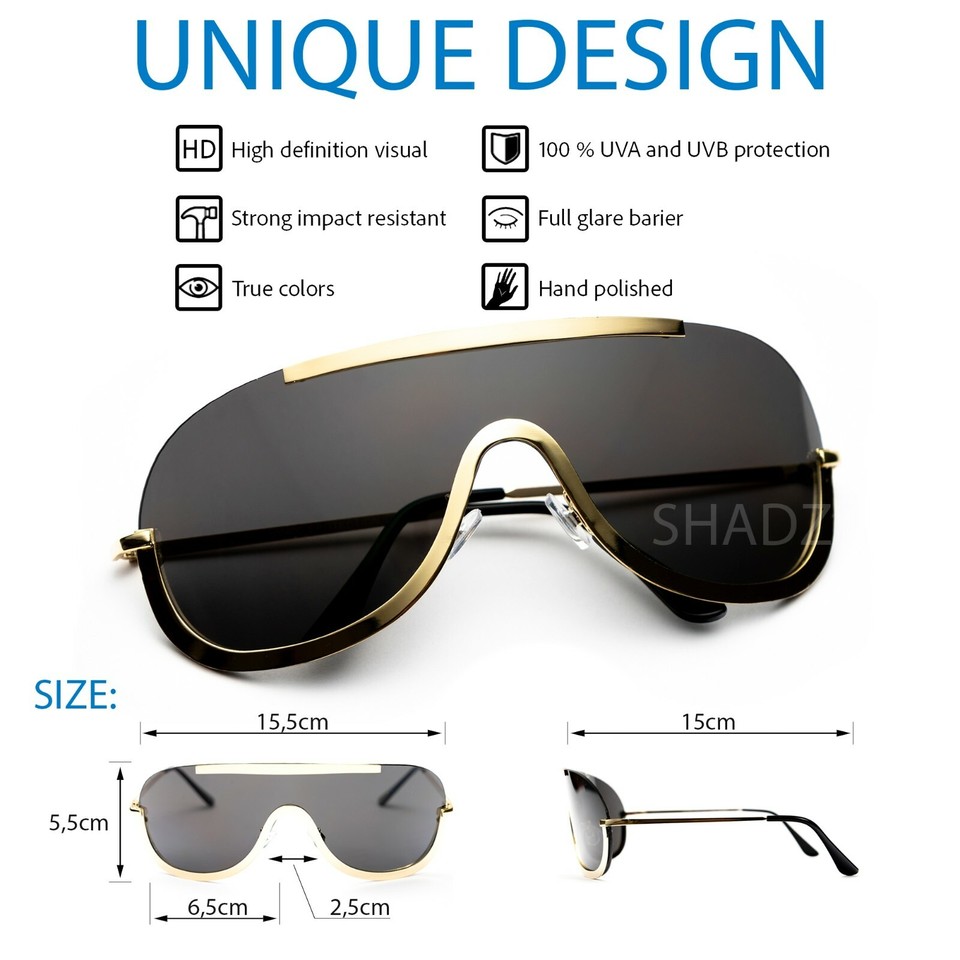 SUNGLASSES OVERSIZED Big Clear Lens FULL MASK SHIELD Eyeglasses OVAL ...